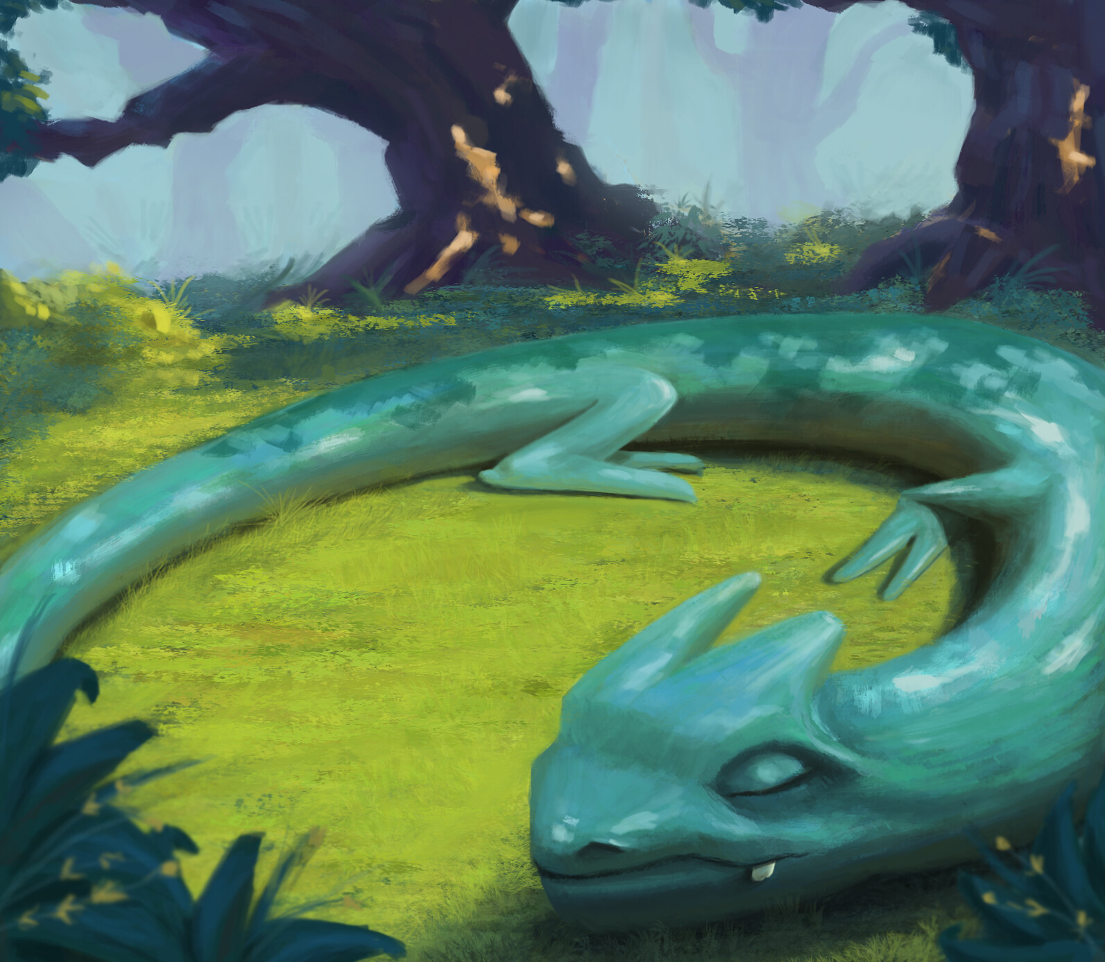 ArtStation - some kind of dragon resting