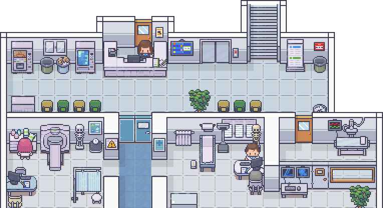 ArtStation - Hospital - 16x16 top-down pixel art