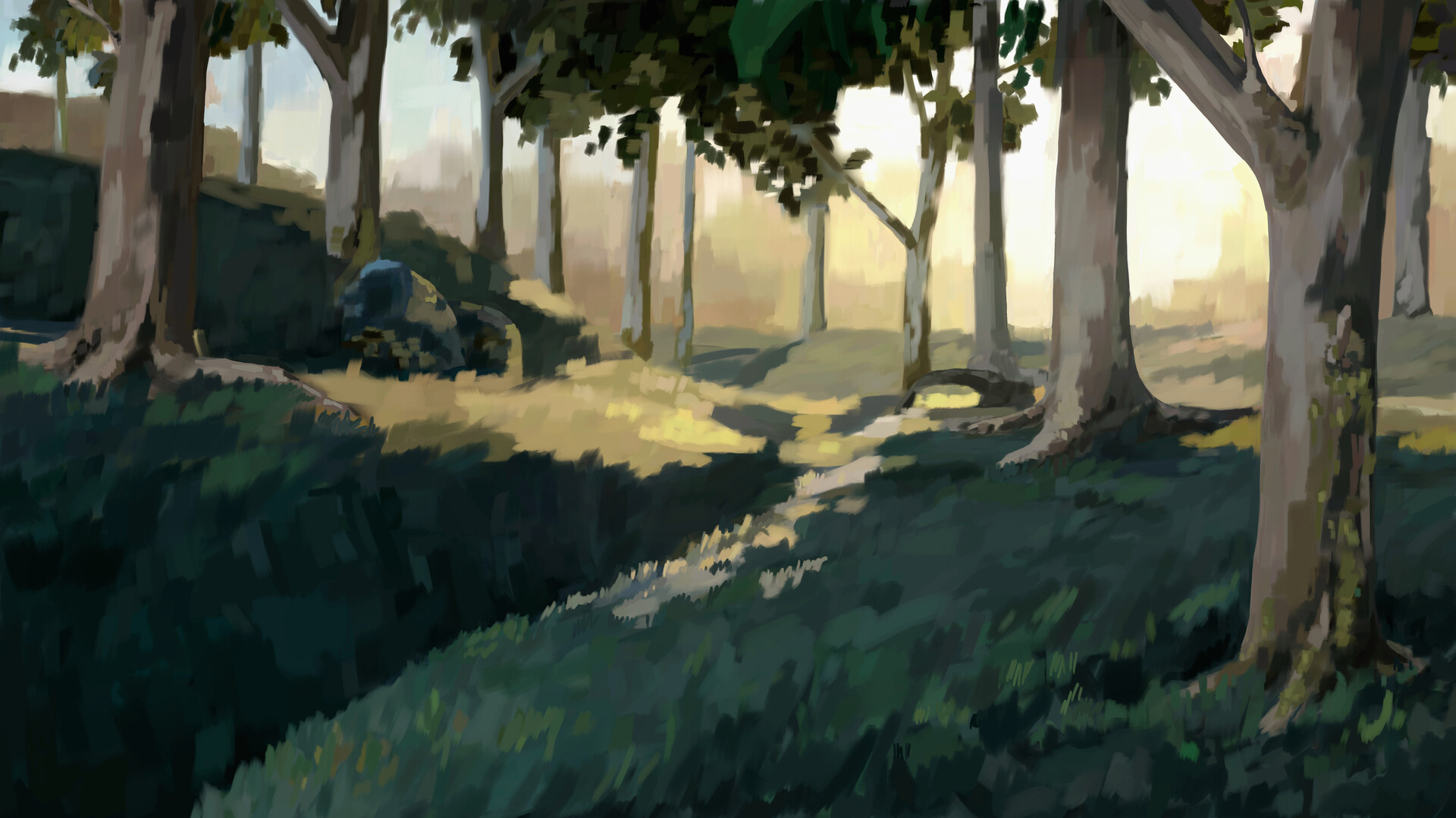 ArtStation - soft sun in the forest