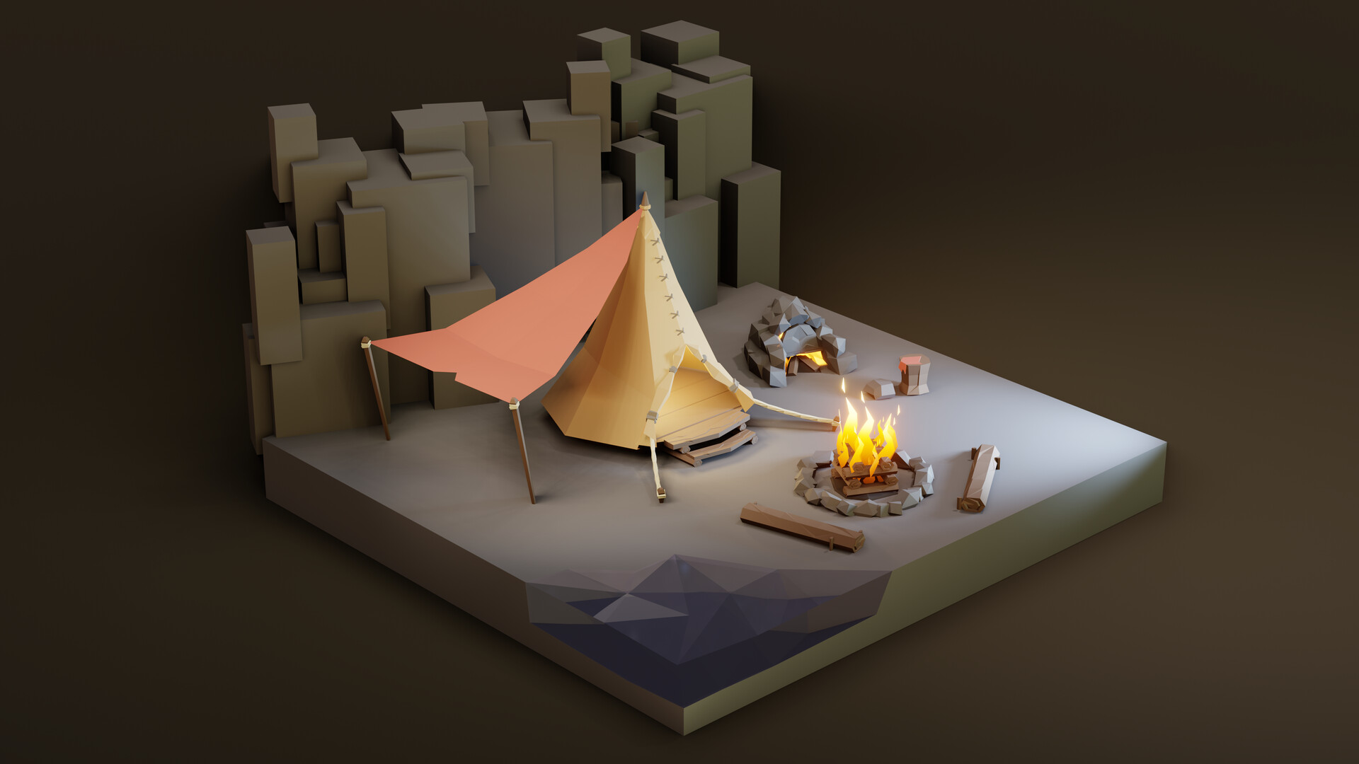 ArtStation - Low Poly Monster Hunter Camp