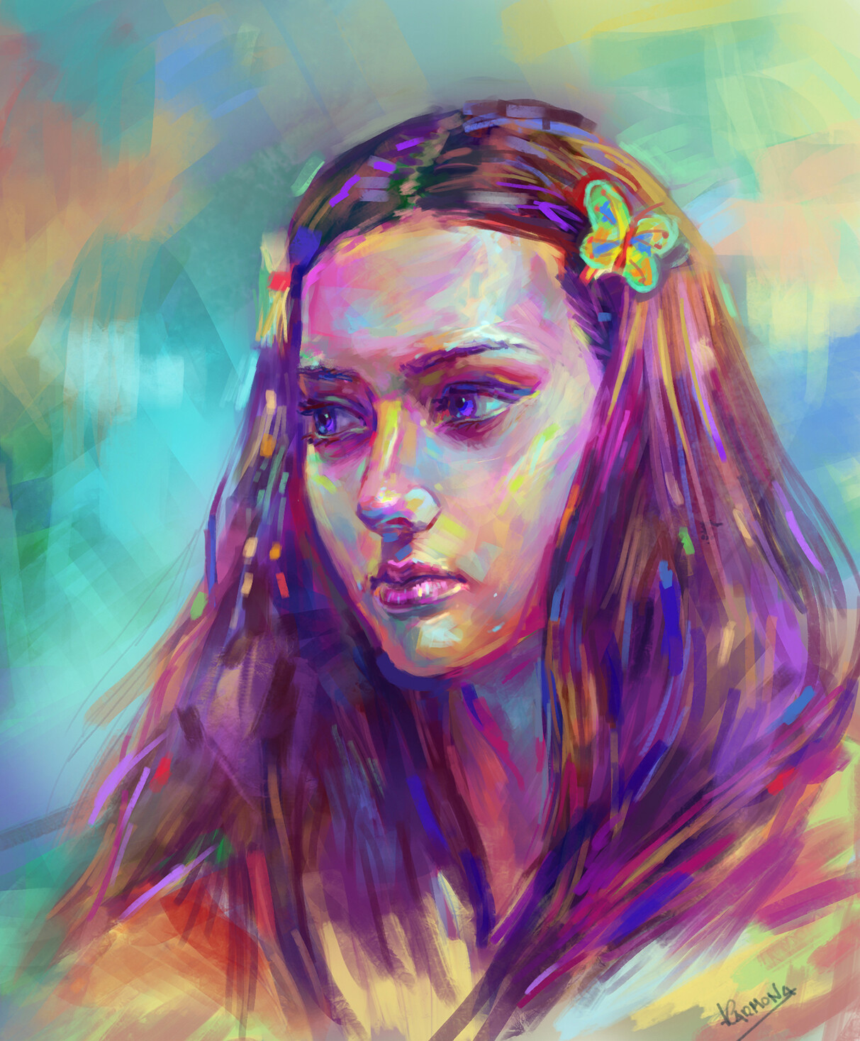 ArtStation - Color girl portrait