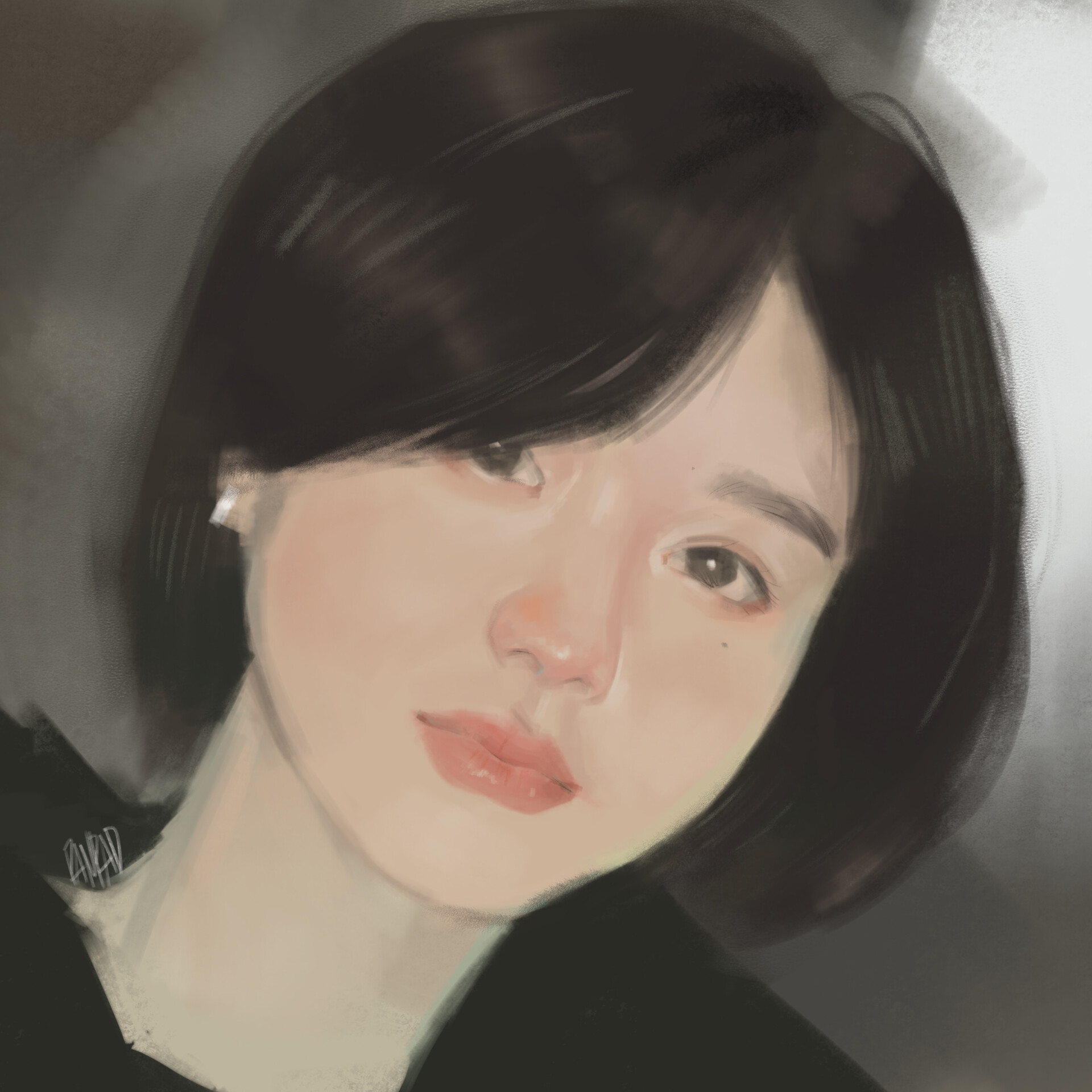 ArtStation - a girl short hair again