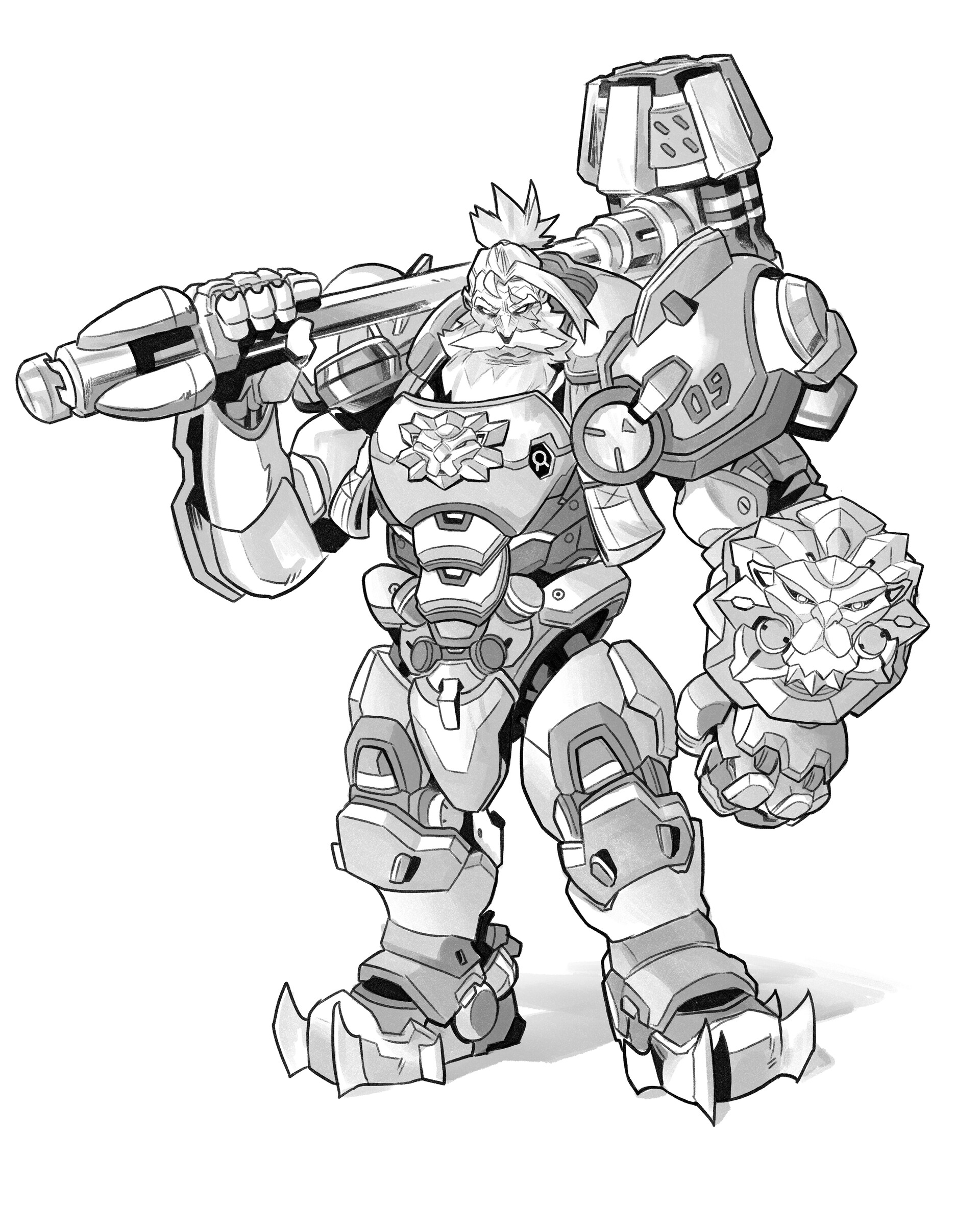 how to draw overwatch reinhardt