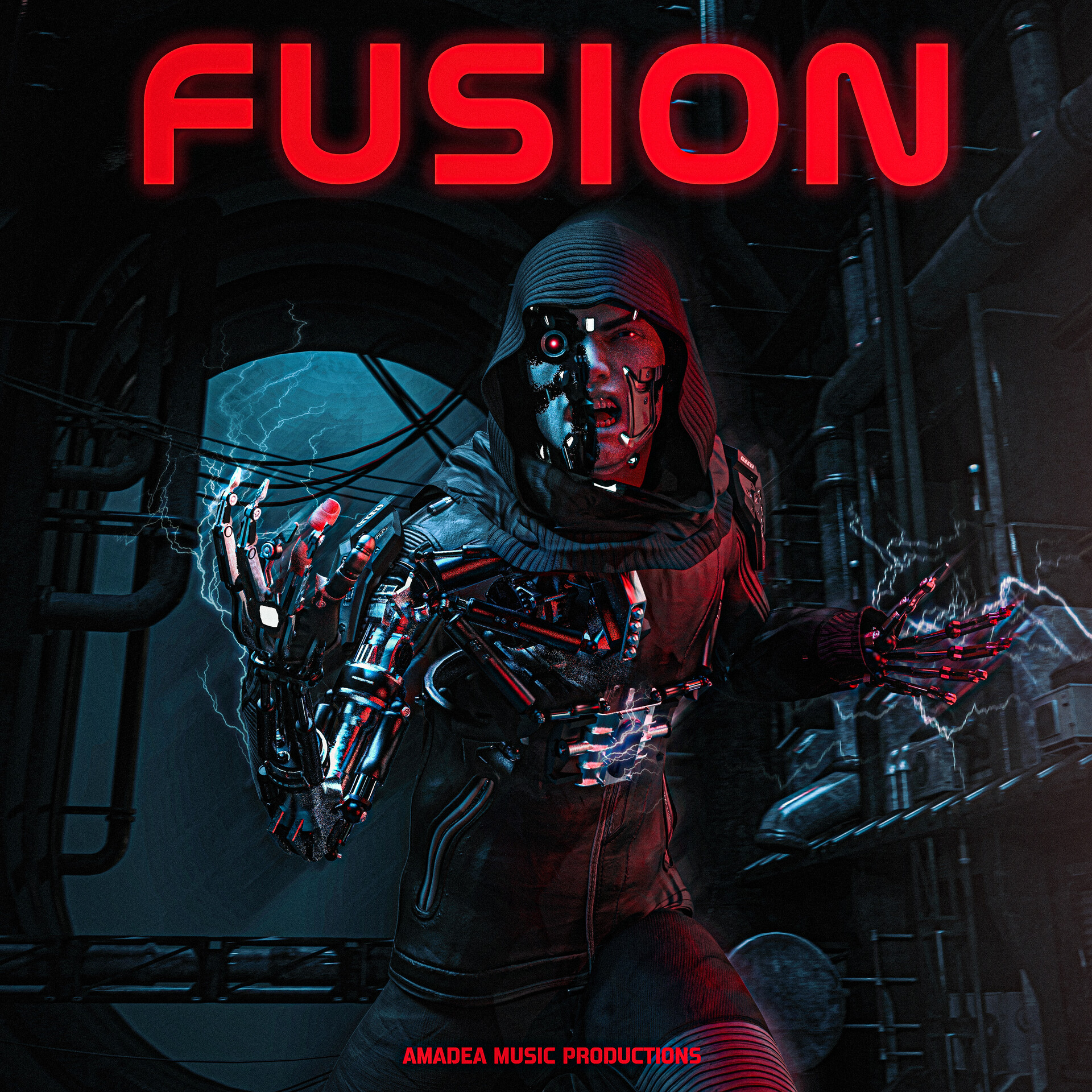 ArtStation - 🔴 3D Futuristic Album cover ''FUSION''