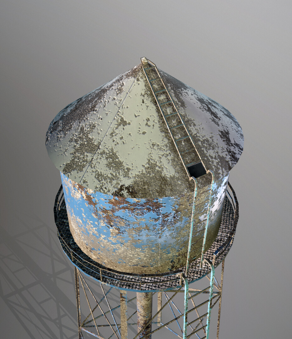 ArtStation - Game ready old rusty water tower