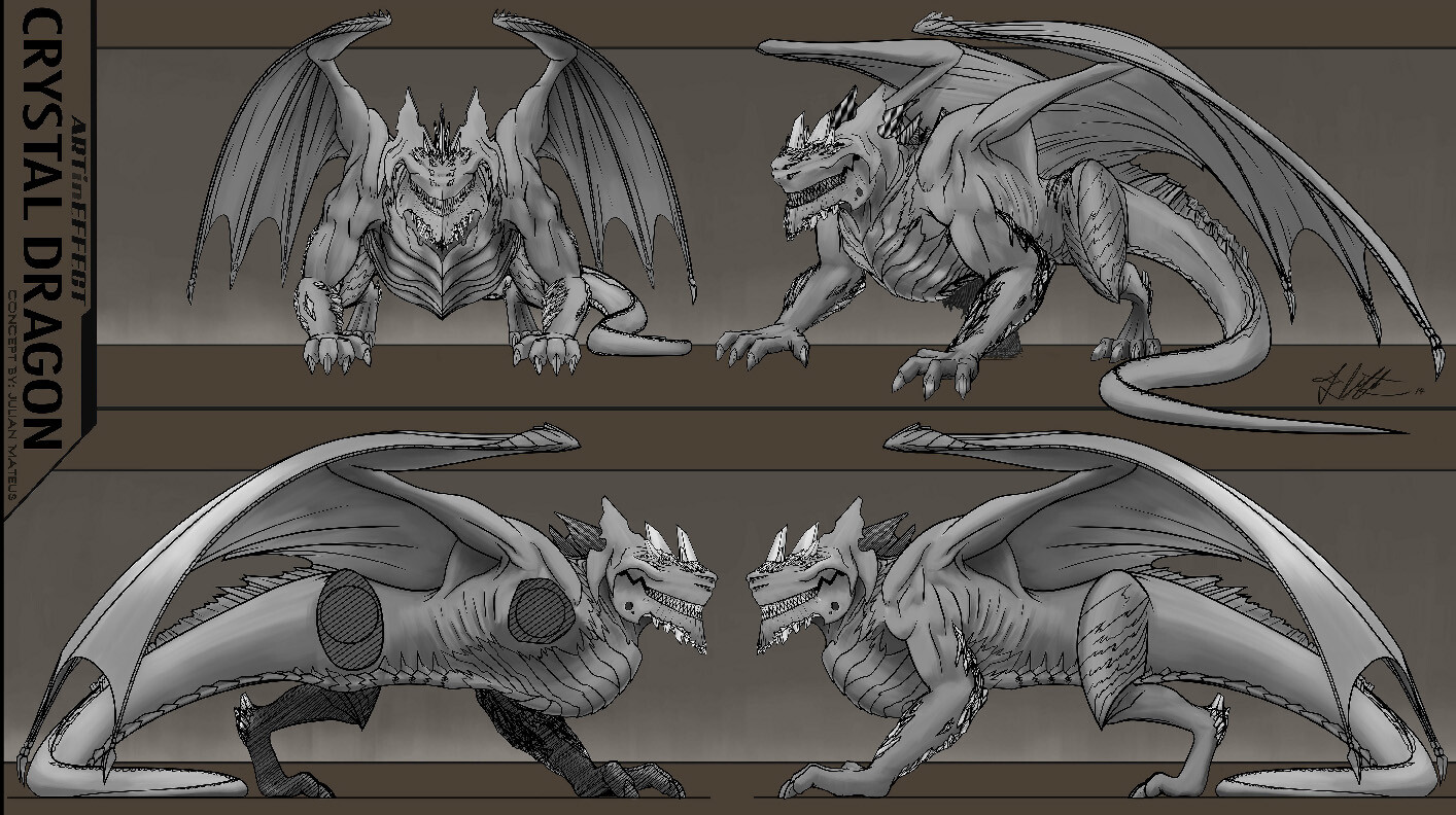 ArtStation - Crystal Dragon - Turnarounds and concept art
