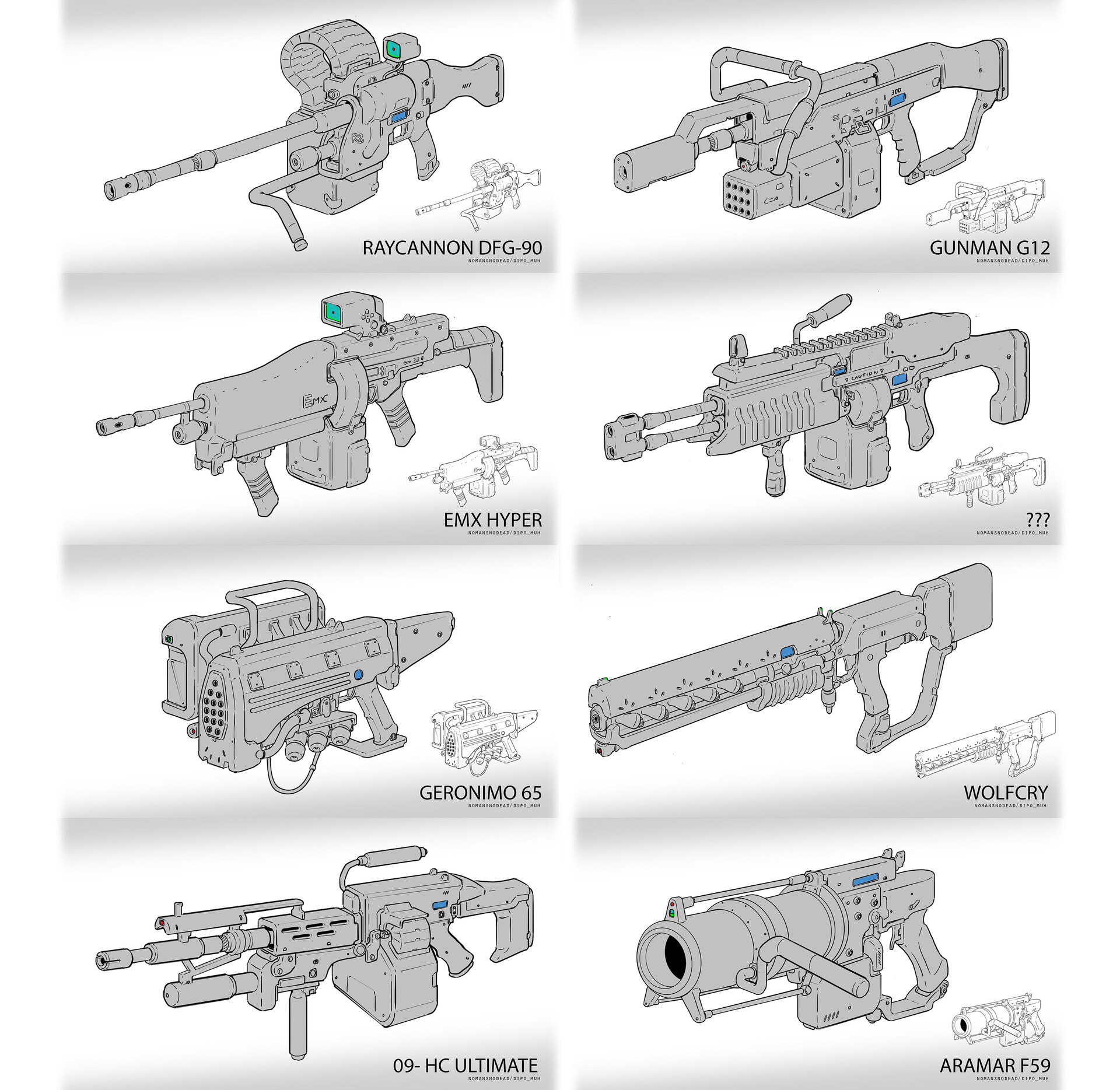 ArtStation - Gun sketches throwback