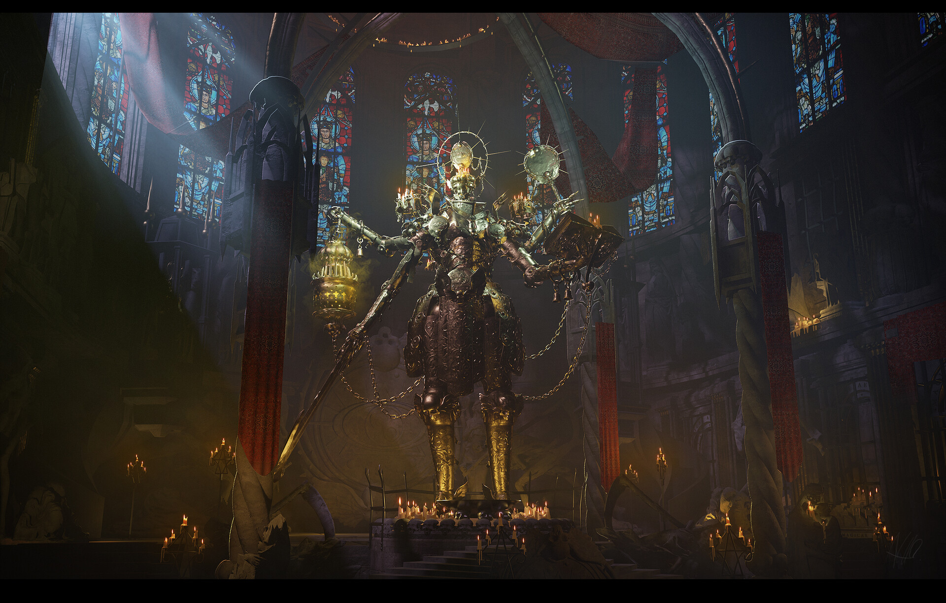 ArtStation - Dark temple Shrine Statue