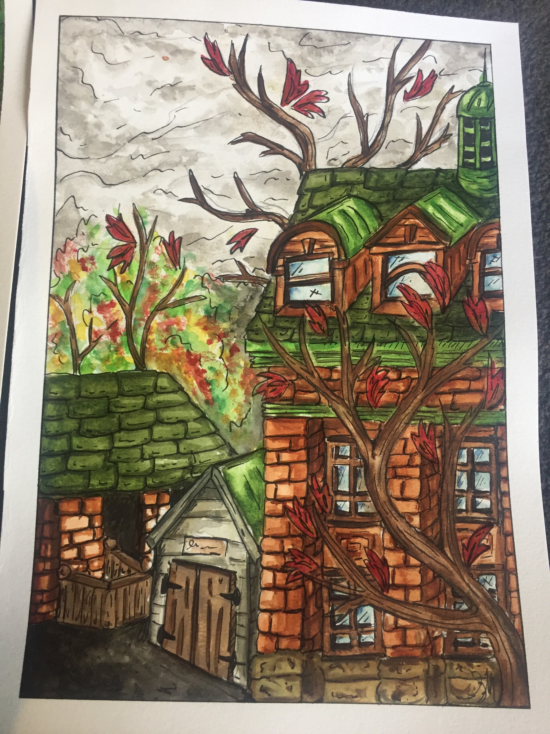 ArtStation - Cloudy fall day.