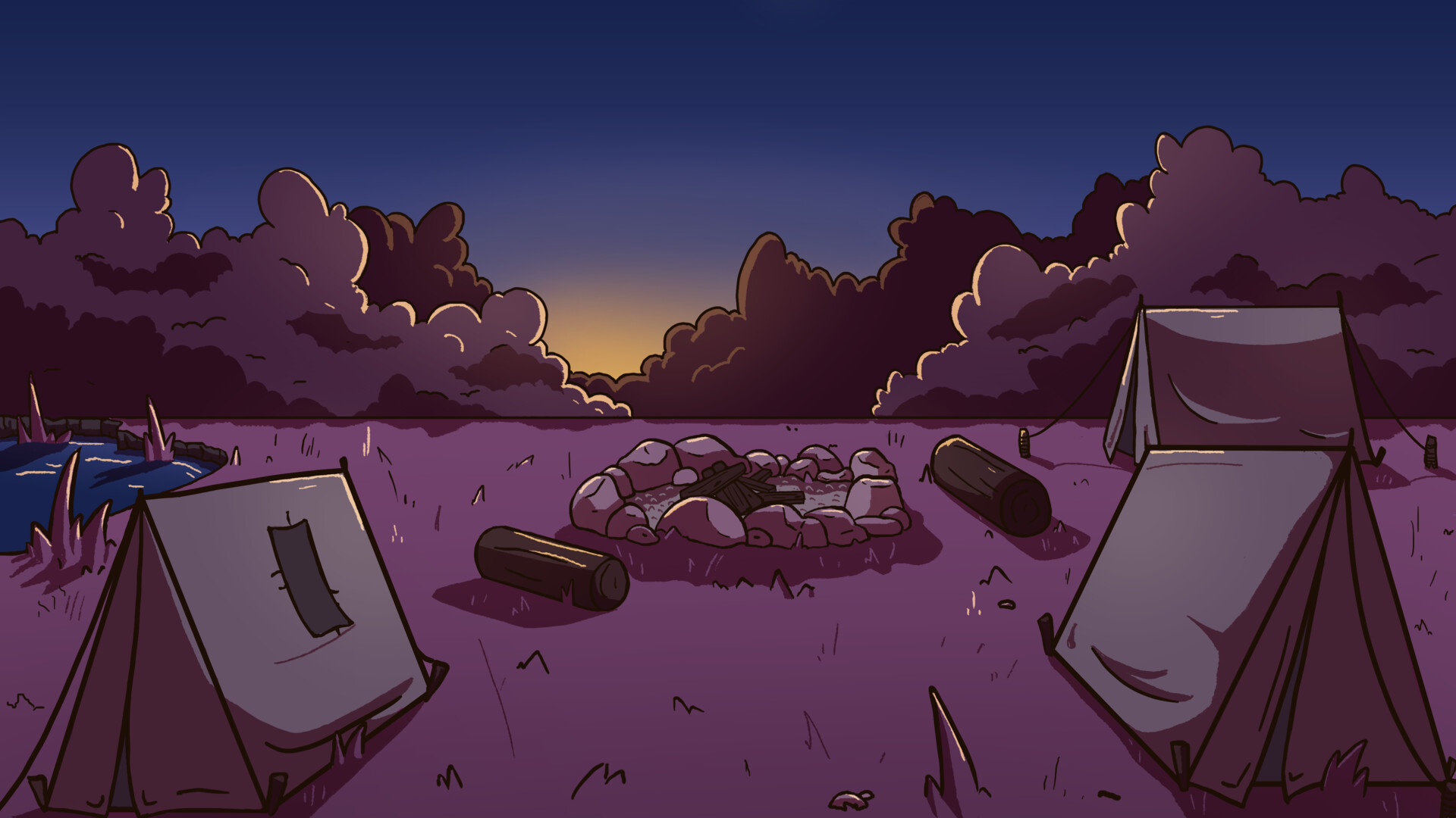 ArtStation - camground dusk