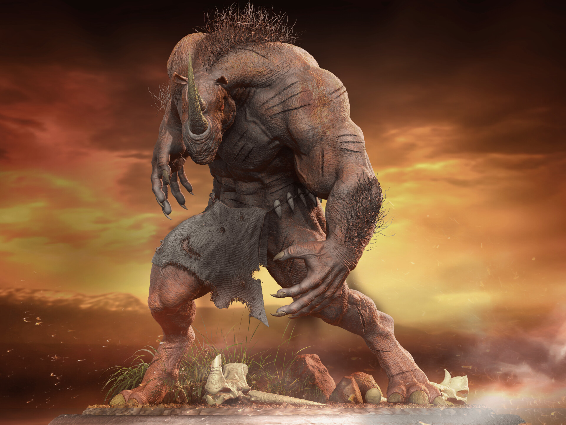 ArtStation - Deadly Fighting Desert Rhino
