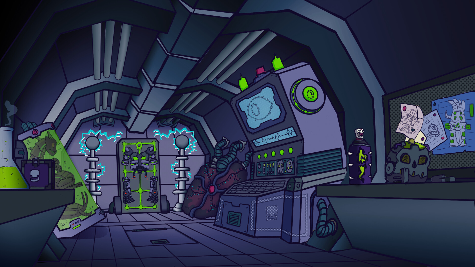 evil science lab drawing