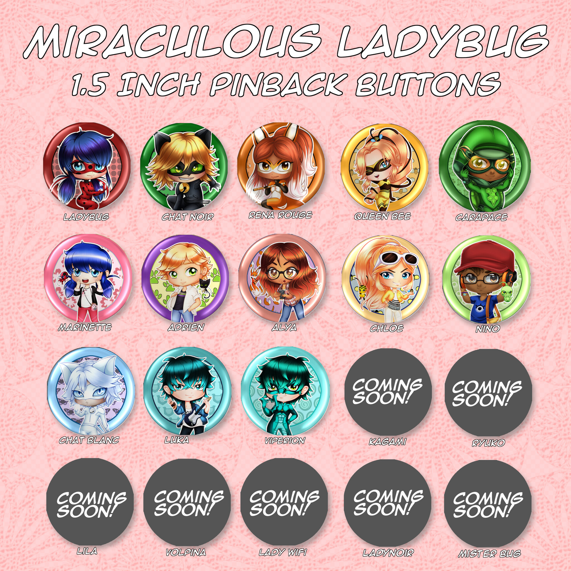 ArtStation - 1.5 Inch Miraculous Ladybug Buttons