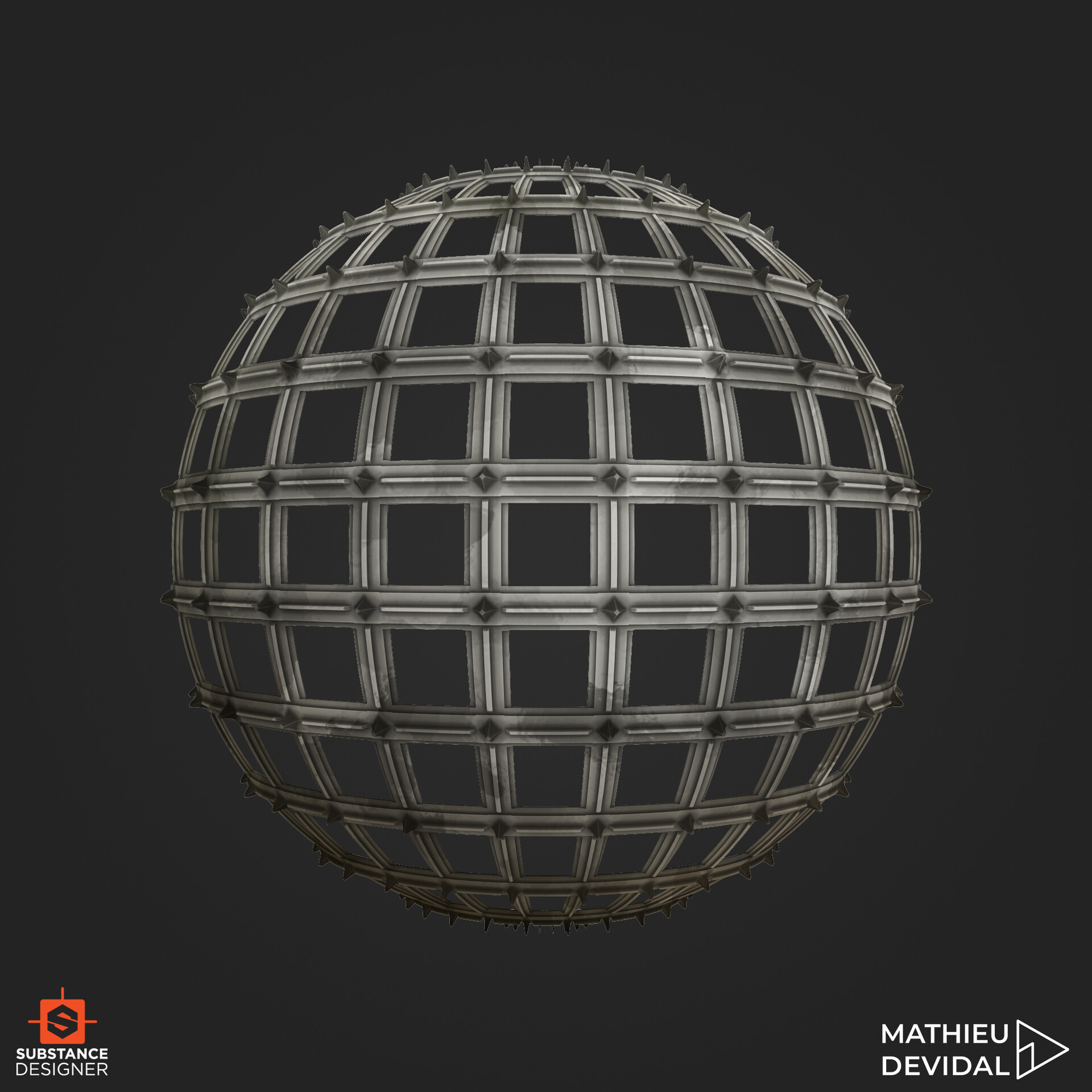 ArtStation - Stylized Metal Grid Material - Substance Designer