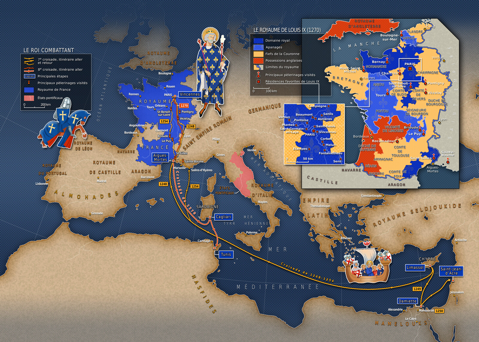 Loic Derrien - Louis IX and the crusade illustrated map