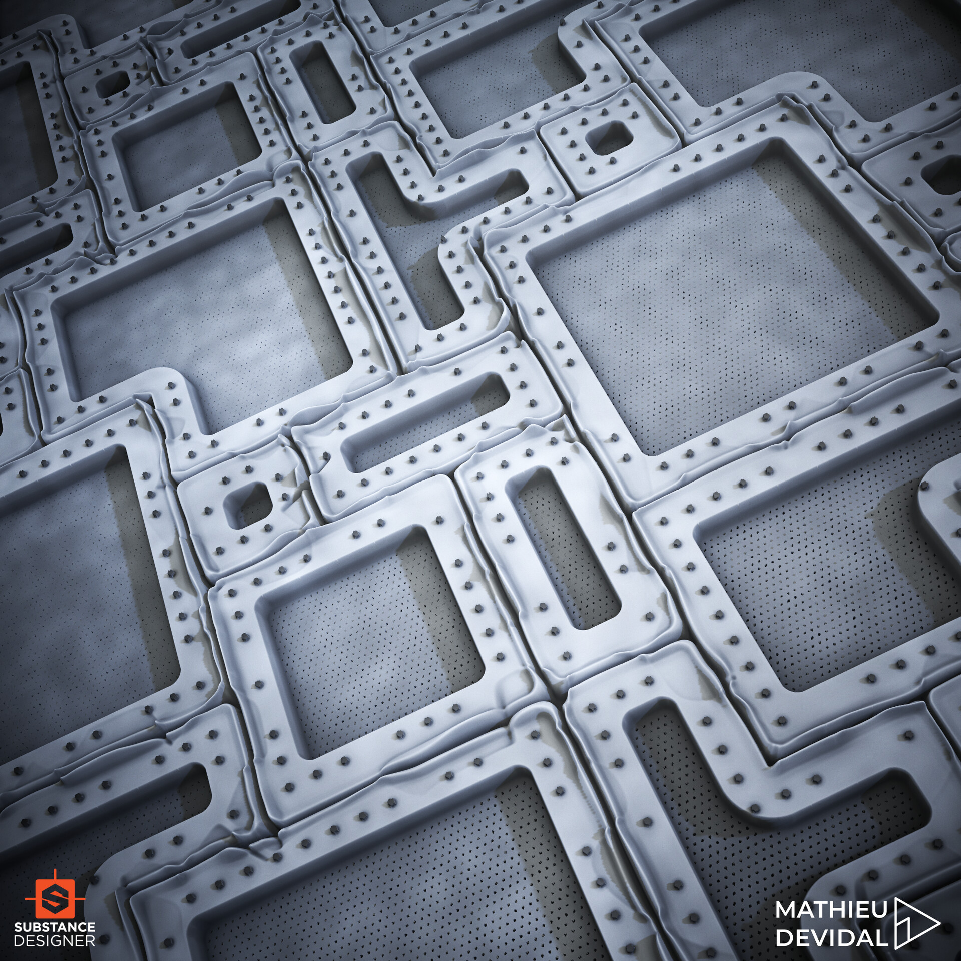 Mathieu Devidal - Stylized Metal Panel Material - Substance Designer