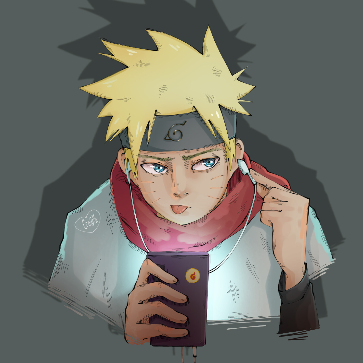 ArtStation - Naruto using someone's phone.