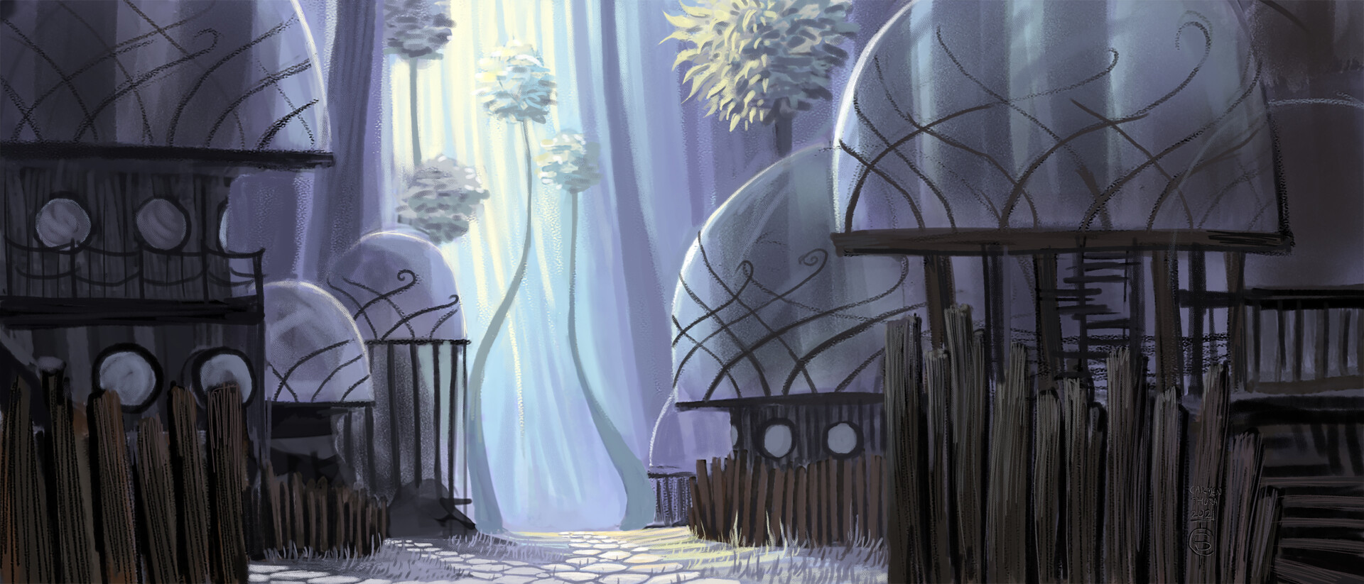 ArtStation - Strange Village in Etheric Forest