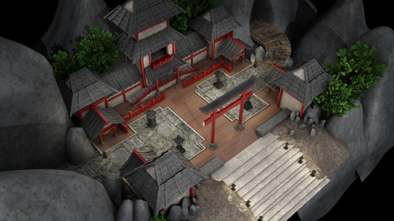 ArtStation - Japanese Temple - Art By Simon Loche