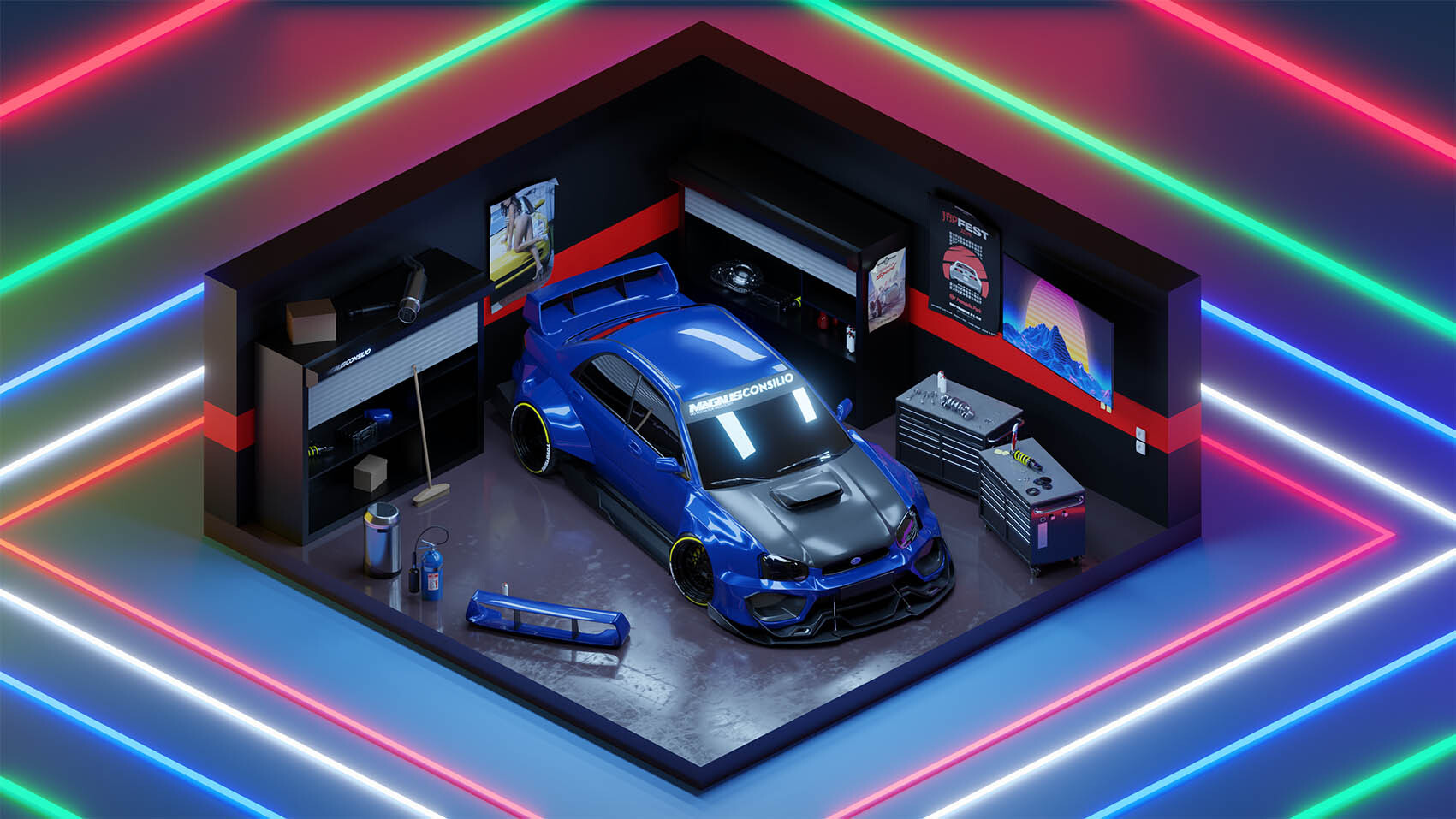 ArtStation - Subaru Garage Isometric