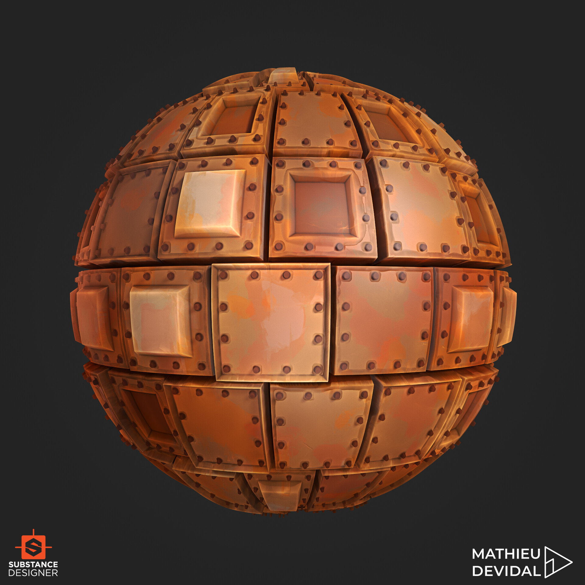 ArtStation - Stylized Metal Plate Material - Substance Designer