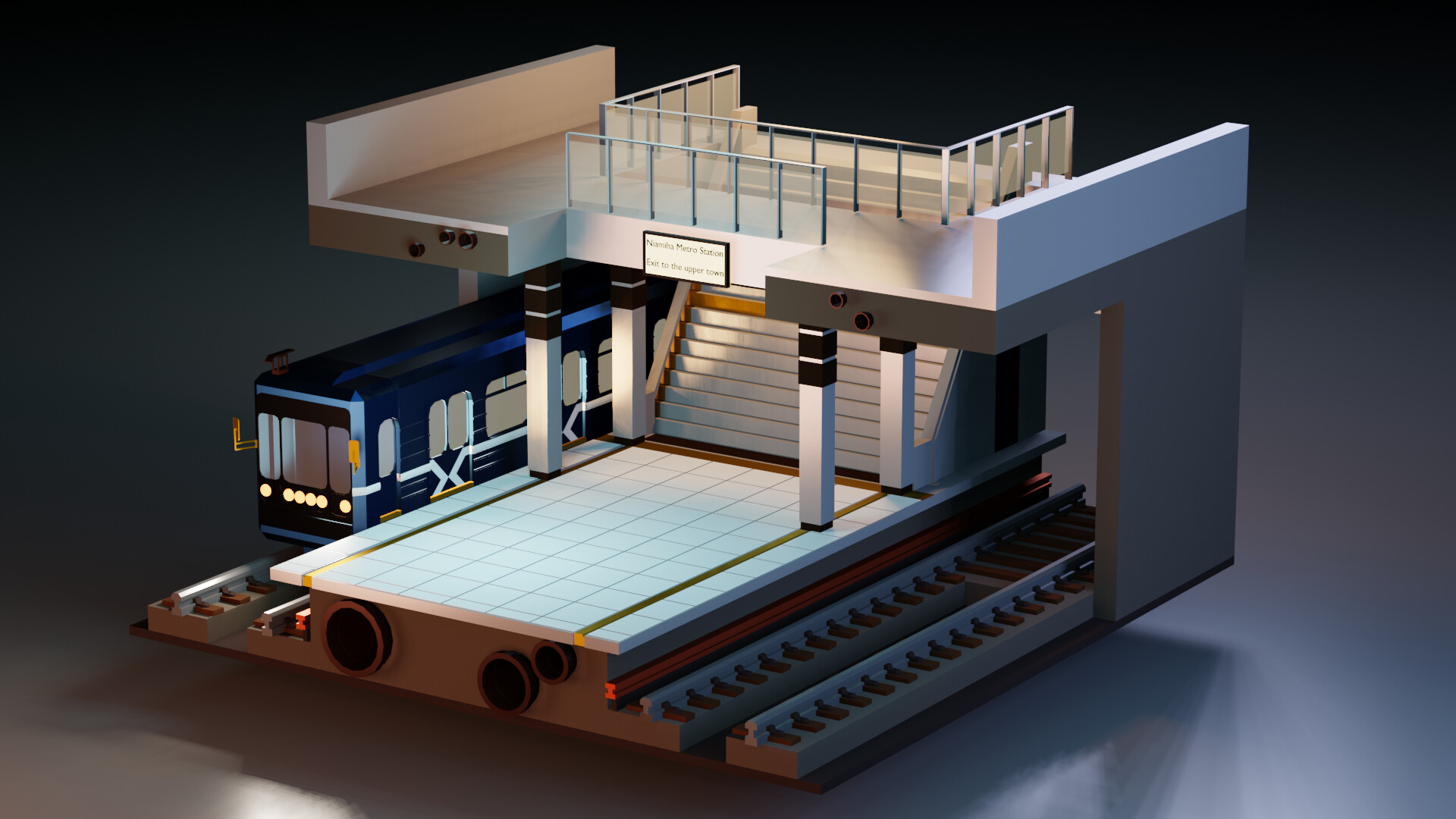 ArtStation - Isometric Lowpoly Metro Station.