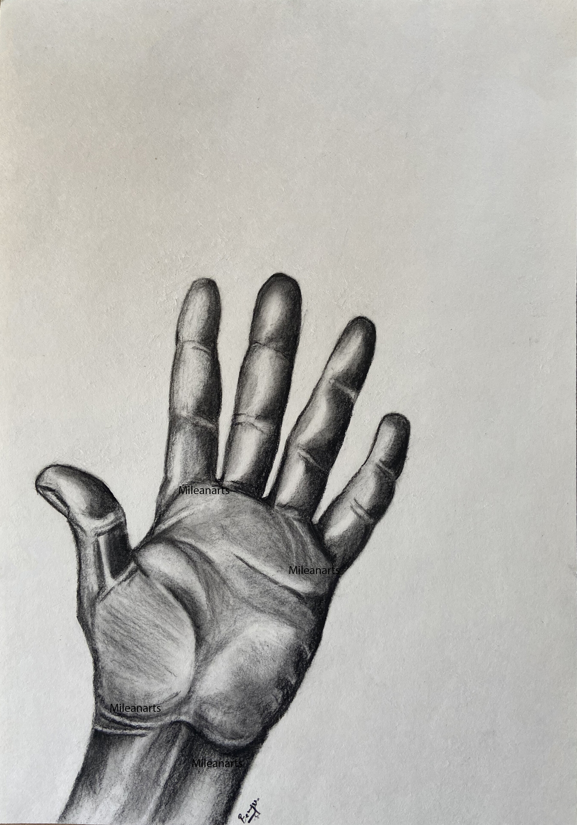 how to draw a hand with charcoal