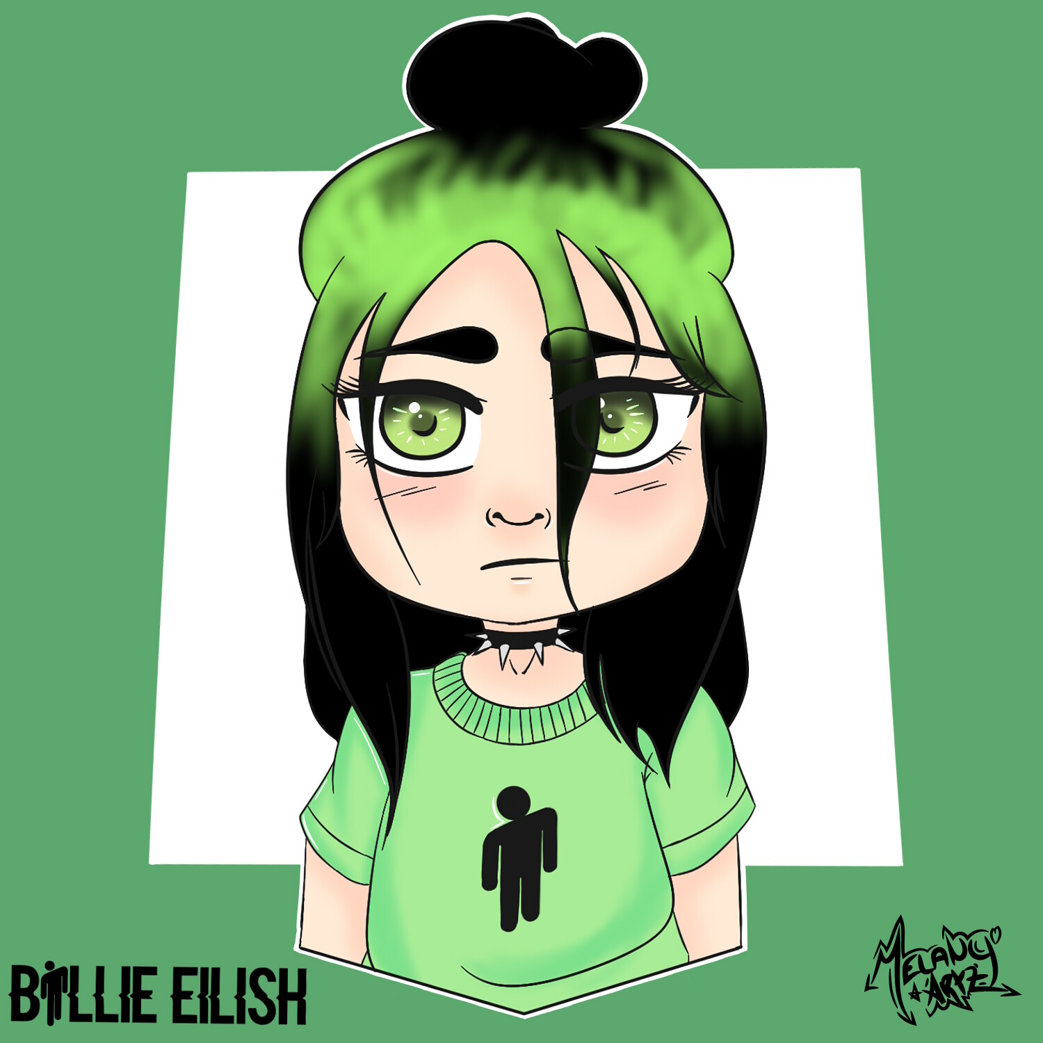 how to draw billie eilish chibi