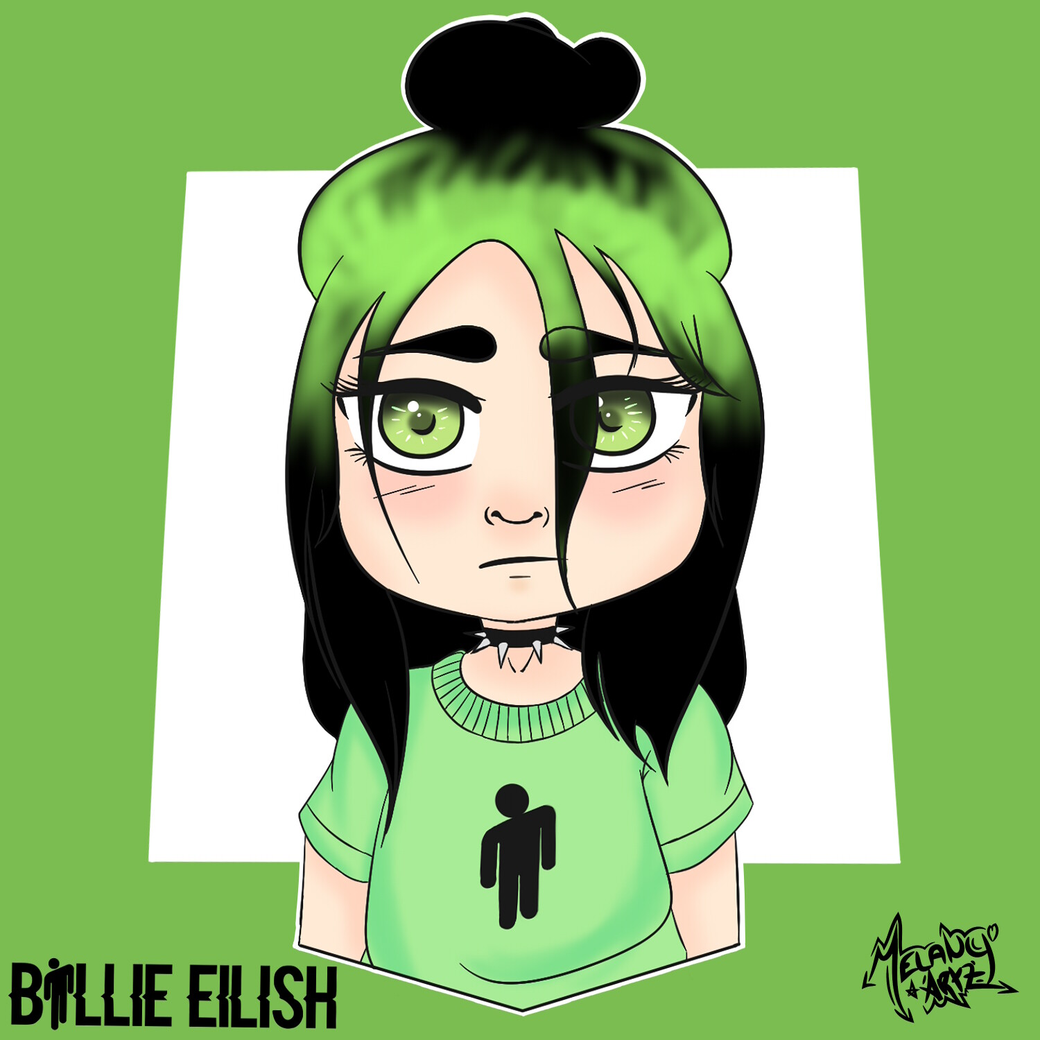 how to draw billie eilish cartoon