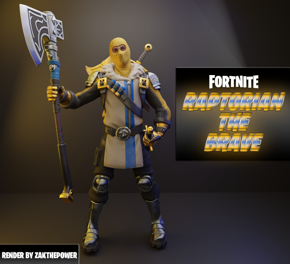 ArtStation - Fortnite 3D Fan Art - Raptorian The Brave Practice Render