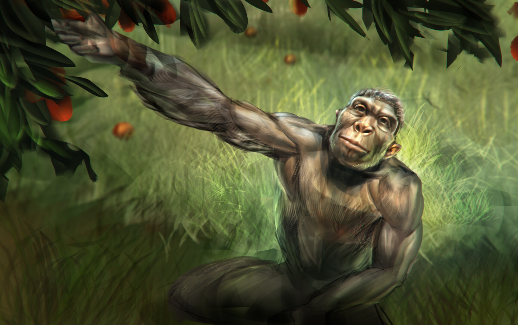 ArtStation - Homo Habilis picking fruit
