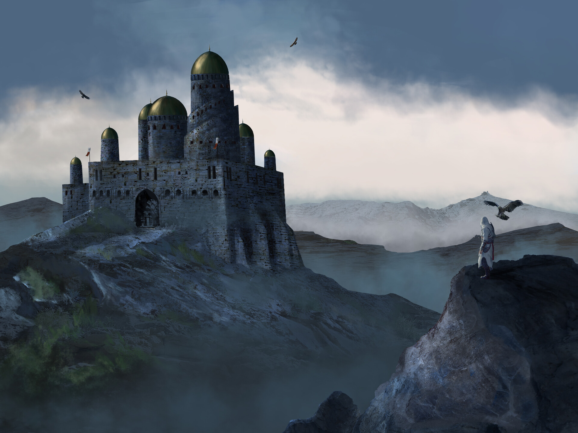 ArtStation - Alamut castle concept art with altair