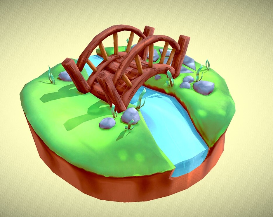 ArtStation - Stylized handpainted wooden Bridge