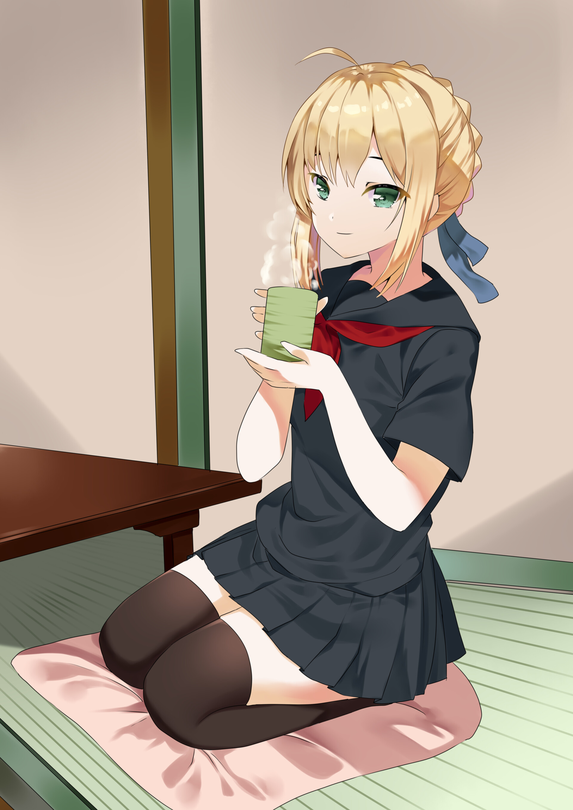 Artstation Arthur Pendragonsaber Drinking Some Tea