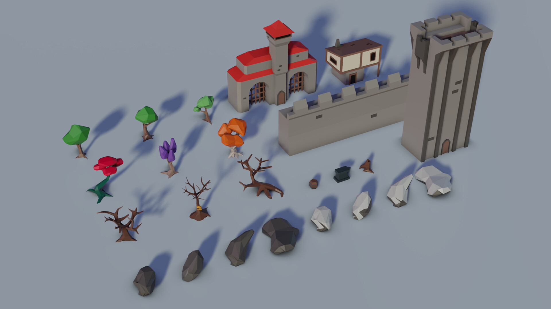 ArtStation - Low poly medieval props