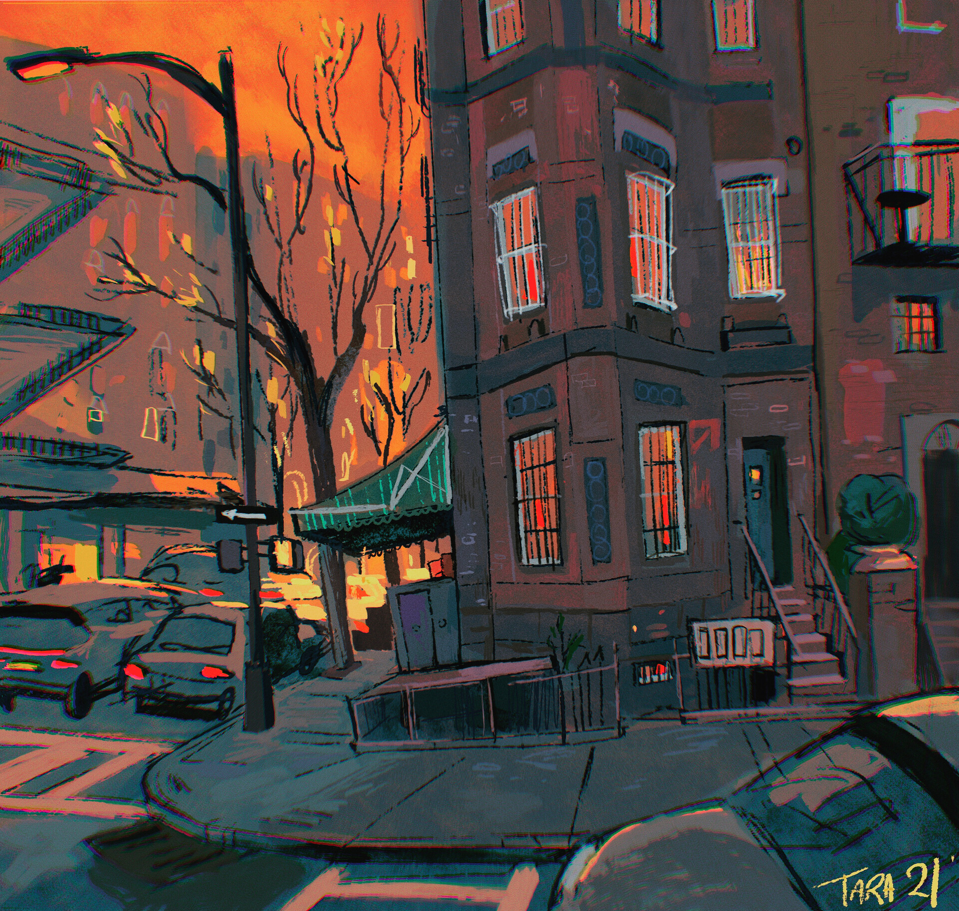 ArtStation - Street sunset