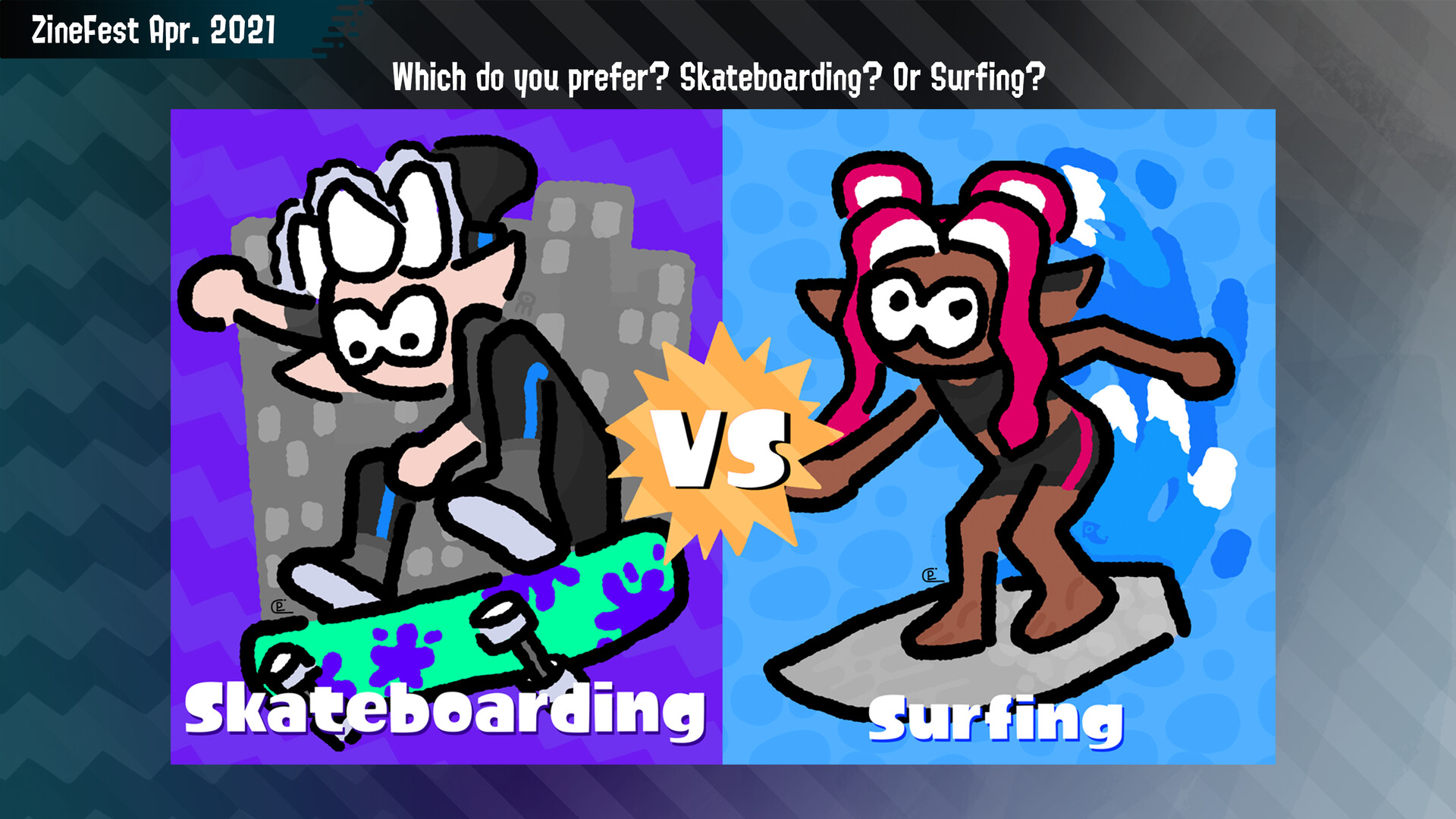 ArtStation - Skateboarding vs. Surfing - ZineFest