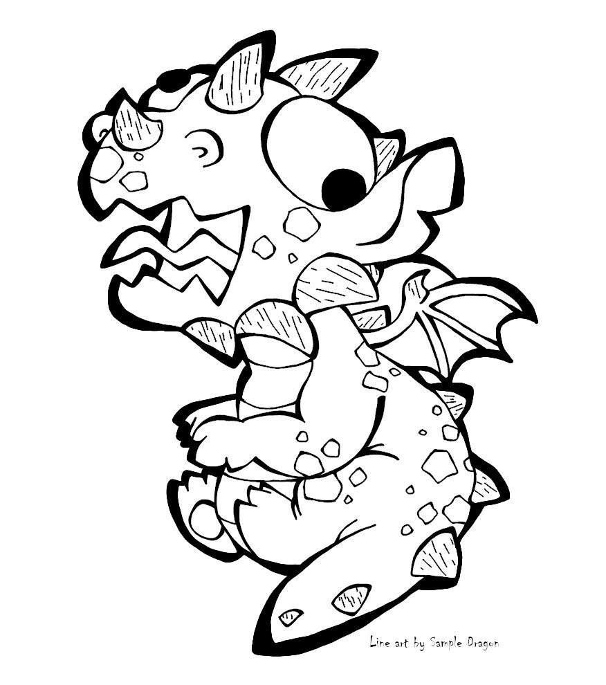 baby dragon drawing coloring pages