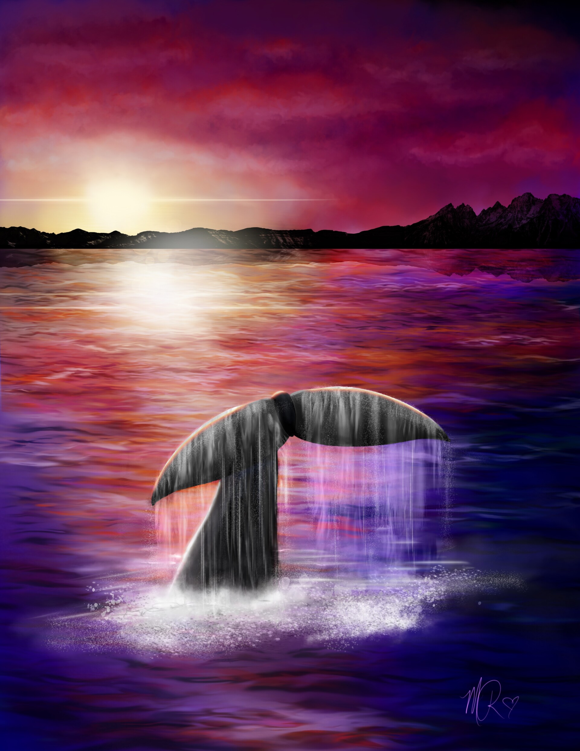 ArtStation - Whale Tail at Sunset
