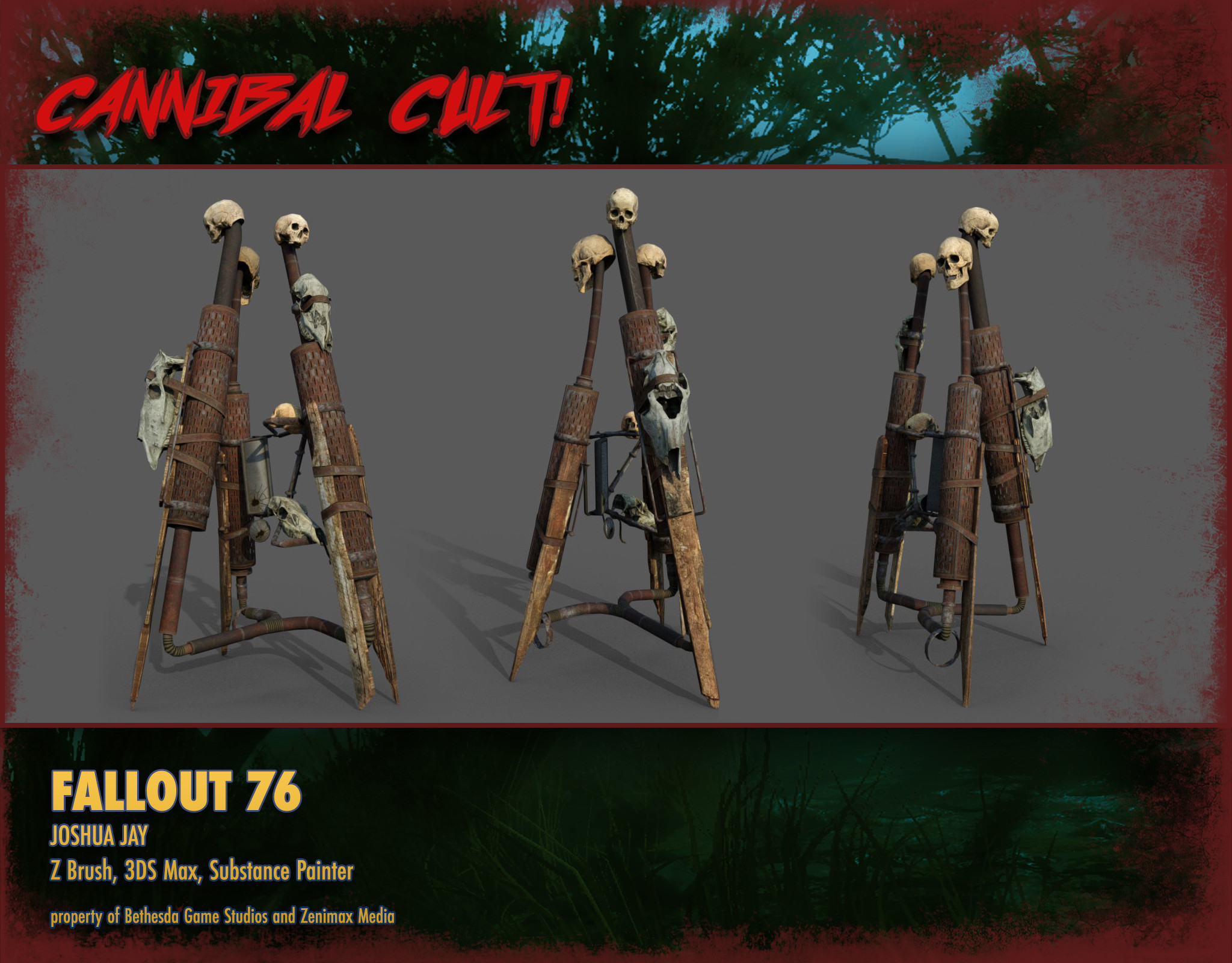 Josh Jay - Fallout 76 Mothman Cult bone totems