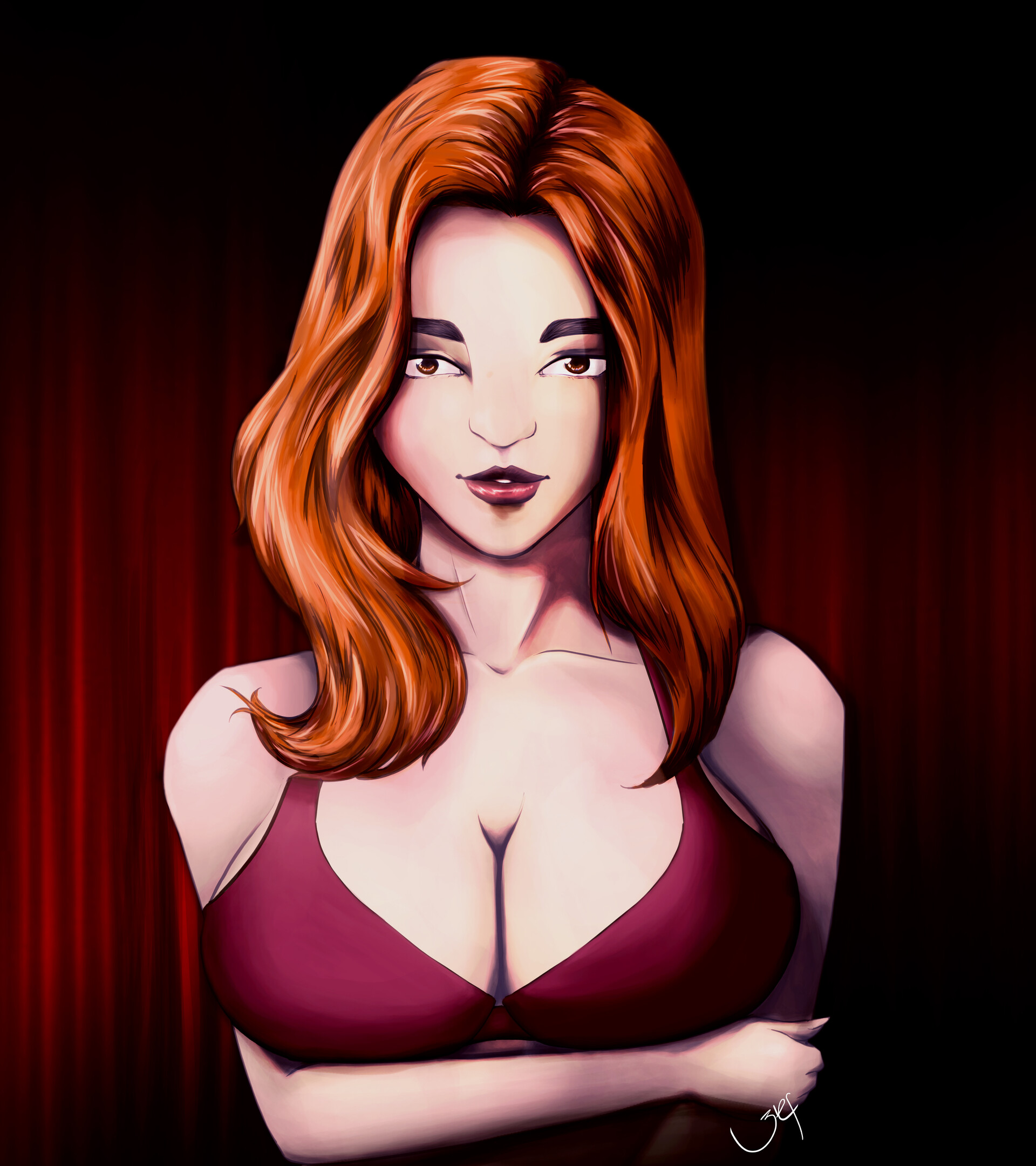 ArtStation - red hair girl illustration