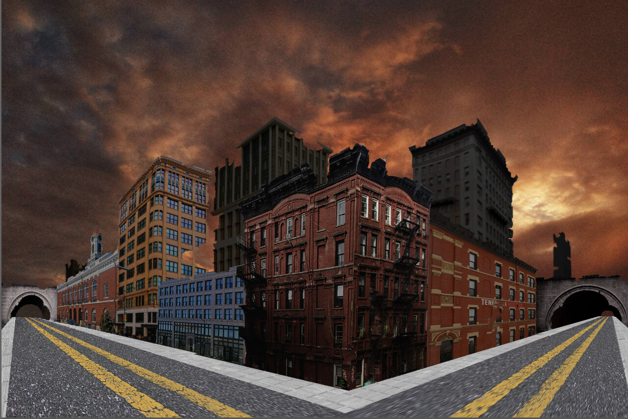 how to draw 2 point perspective city