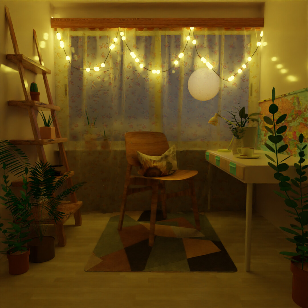 ArtStation - My little cozy virtual study room