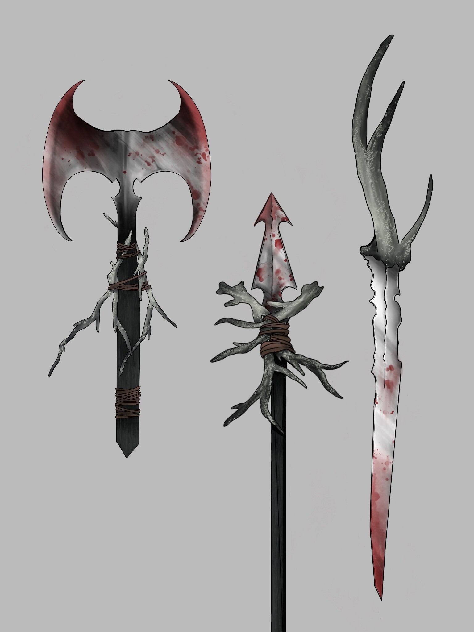 Rain Jacob - Weapon design - Antler weapon collection