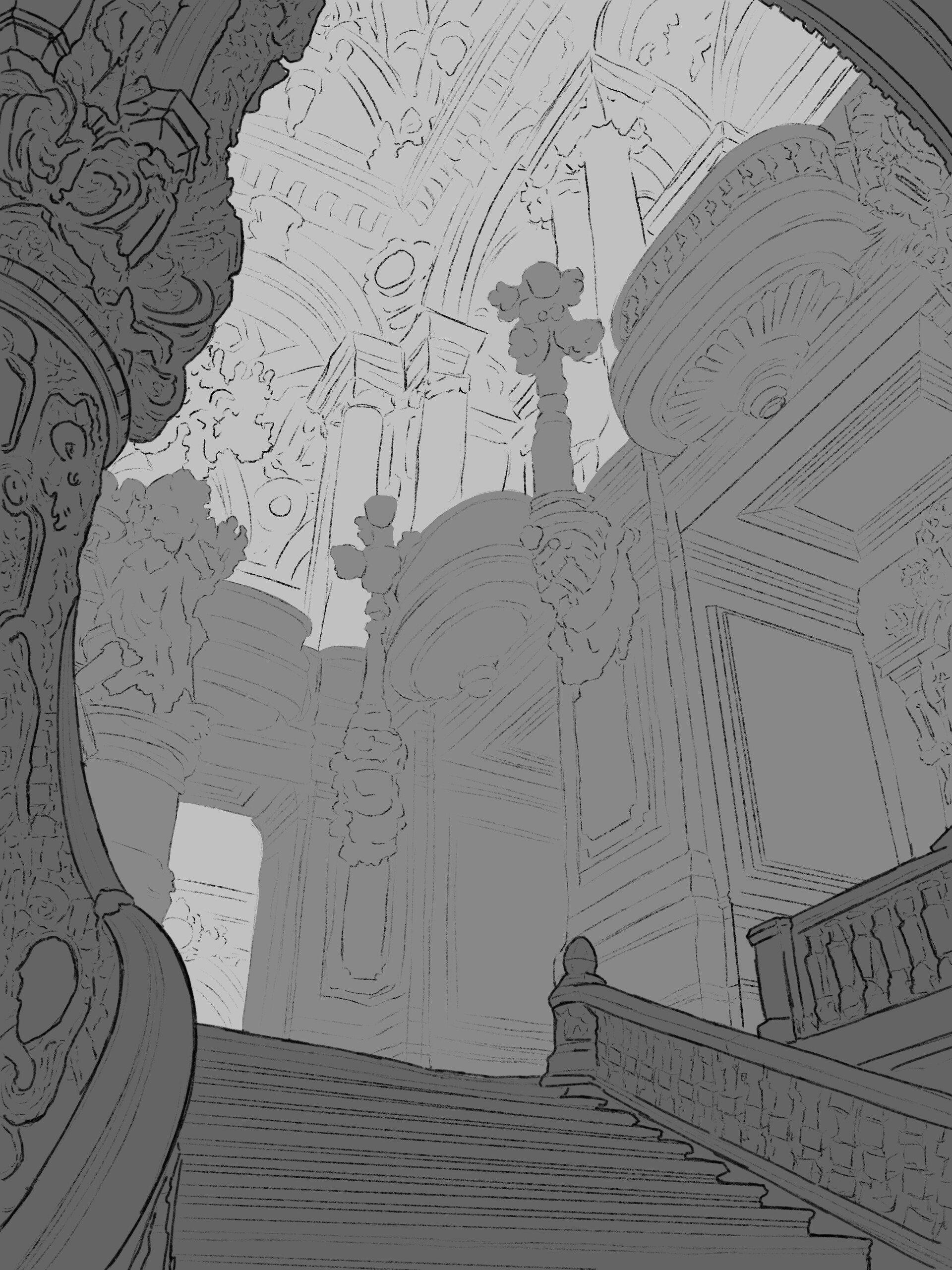 ArtStation - greyscale architecture study