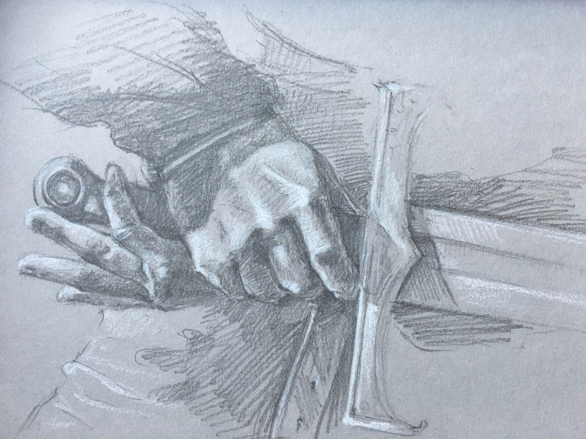 how to draw hands with sword