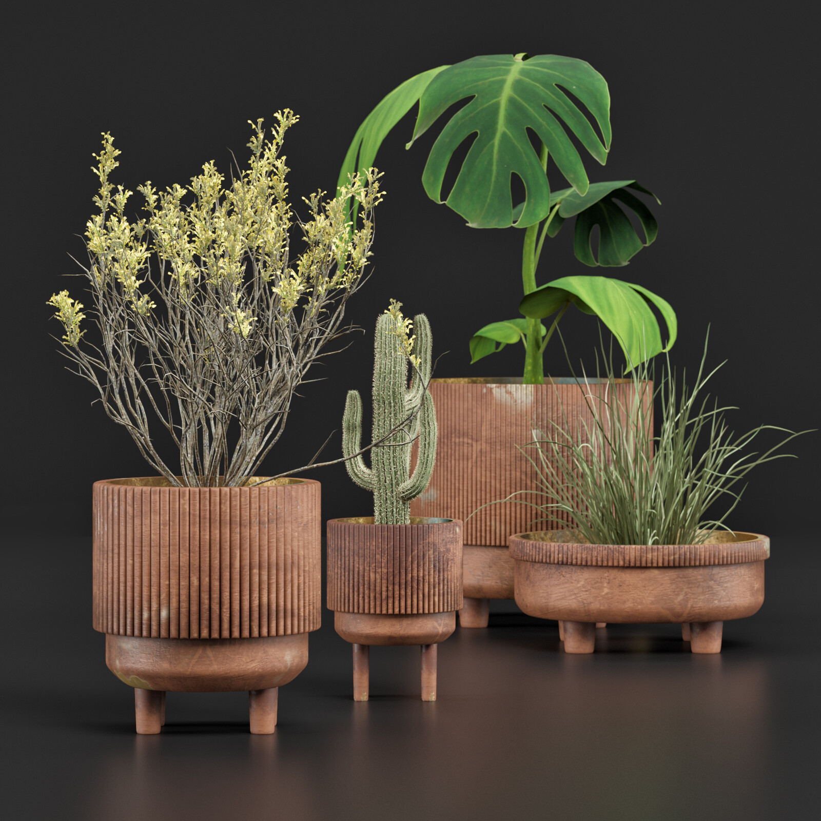 ArtStation - flower set_01 standing legs small bowl
