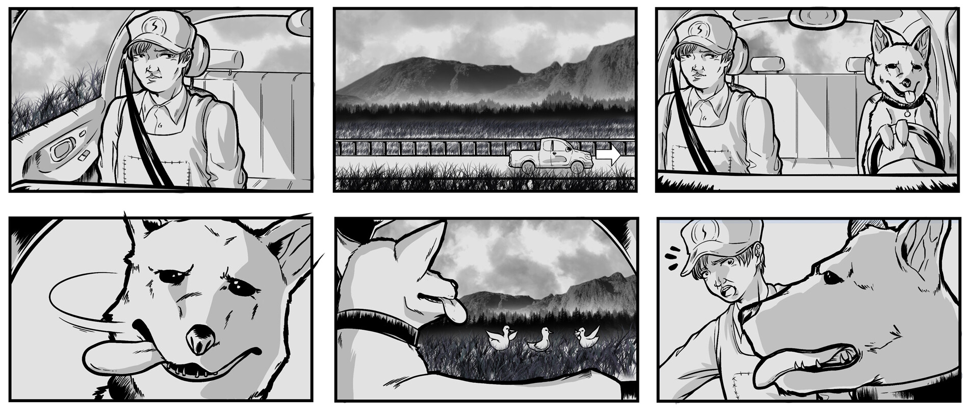 ArtStation - Driving Dog | Commercial Storyboard