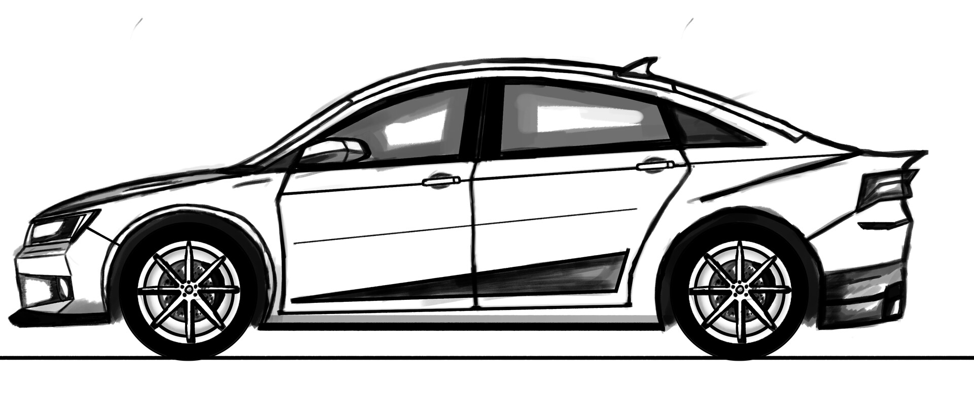 Arun Sabu - Basic Sketch Side View (Sedan)