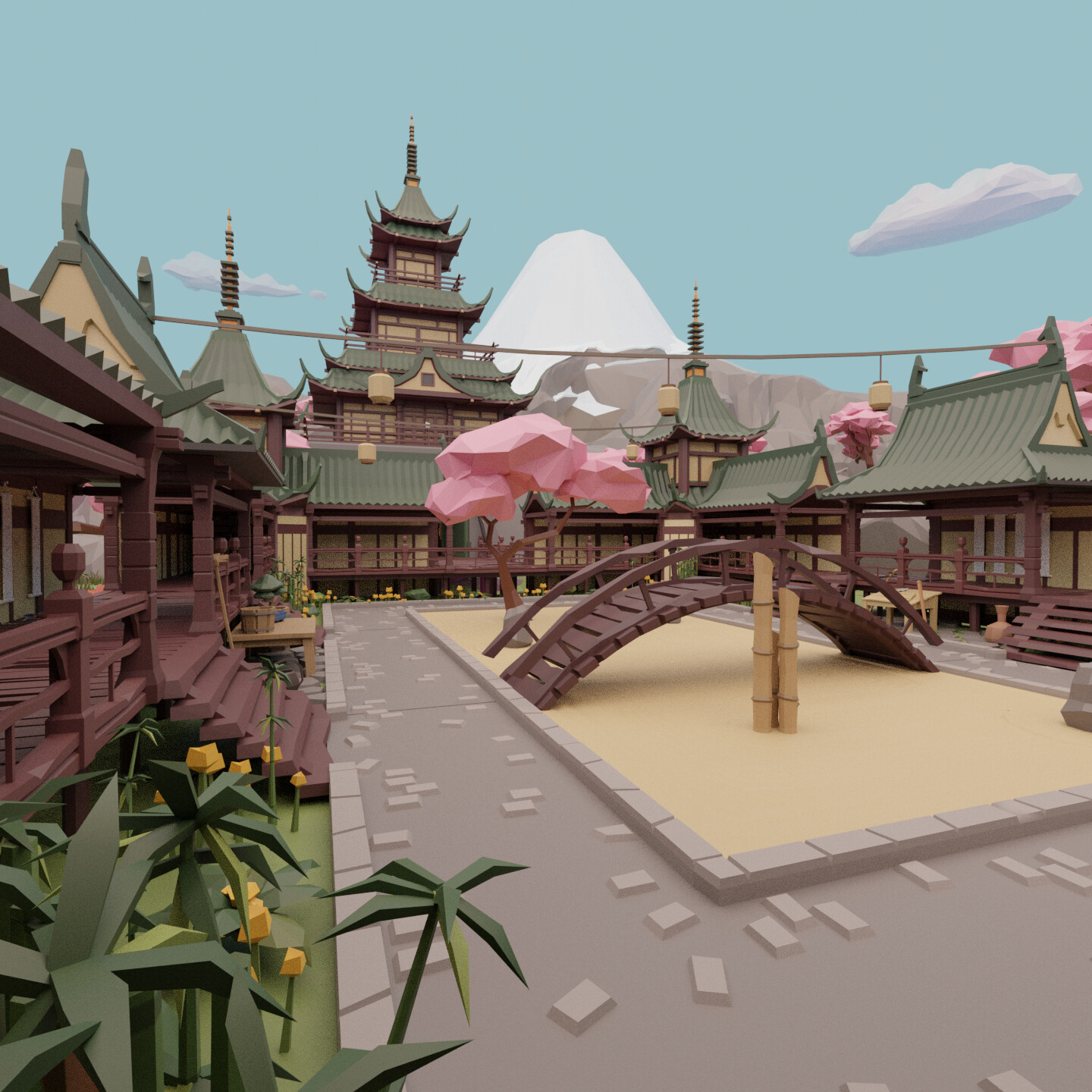 ArtStation - * Zen Garden with Temple